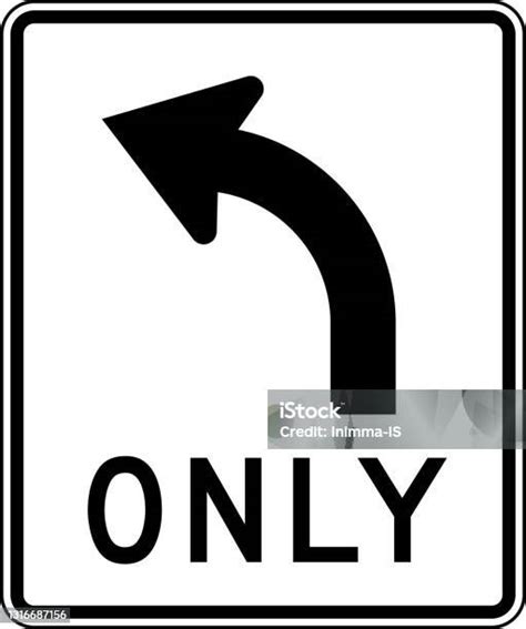Road Sign Left Turn Only Stock Illustration Download Image Now