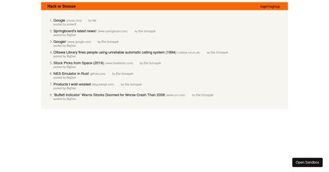 Ajax With Jquery Exercise Hack Or Snooze Codesandbox