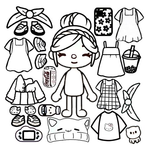 раскраска чёрно белая тока бока Mili Toci в 2025 г Раскраски Черно белое Бумажные куклы