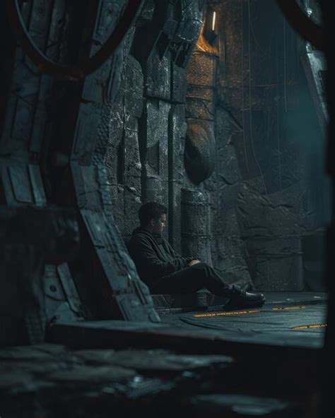 Premium Photo A Man Sits In A Dark Room With A Man Sitting On The Ground