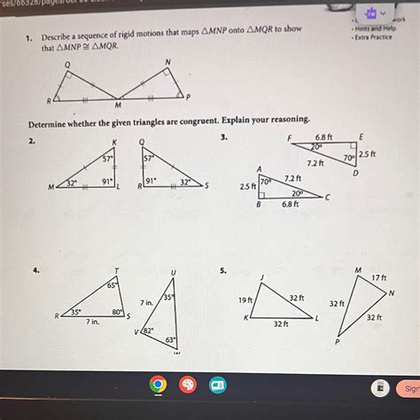 Solved Describe A Sequence Of Rigid Motions That Maps