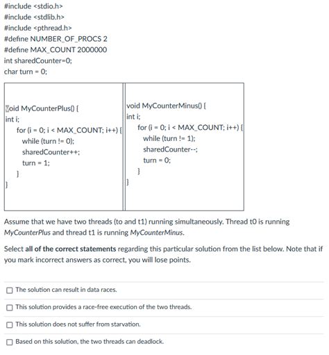 Solved Assume That We Have Two Threads To And T1 Running