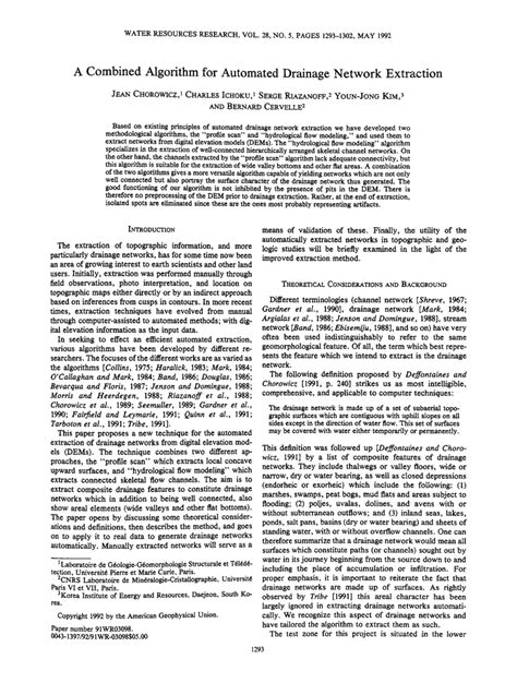 Pdf A Combined Algorithm For Automated Drainage Extraction