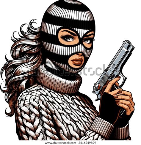 Cartoon Artistic Image Female Robber Holding AI Generated Image 2416249899 Shutterstock