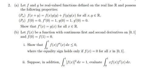 Solved A Let F And G Be Real Valued Functions Defined On Chegg
