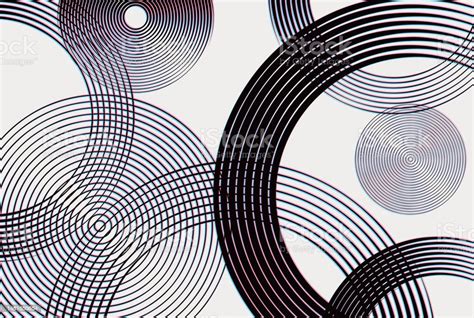 Abstract Background With Concentric Circles And Glitch Technique Stock