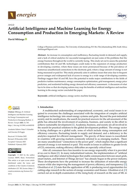 Pdf Artificial Intelligence And Machine Learning For Energy Consumption And Production In
