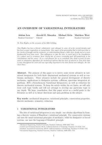 Finite Element Methods 1