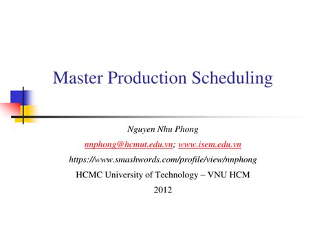 Pdf Master Production Scheduling