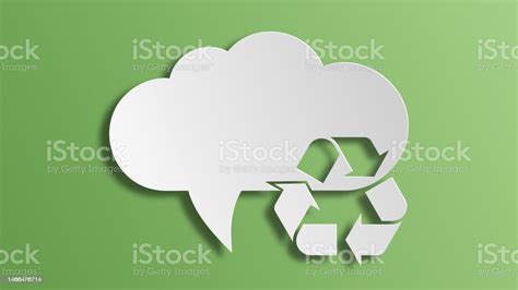 재활용 로고가 있는 말풍선 크리 에이 티브 벡터 에코 디자인 요소입니다 지속 가능한 유기농 바이오 개념 흰색 말풍선이 있는 녹색 배경 생태 관광에 대한 스톡 벡터 아트 및
