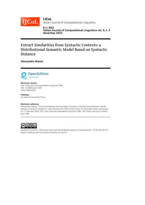Pdf Extract Similarities From Syntactic Contexts A Distributional