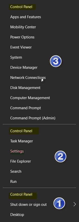 How To Show Control Panel In Winx Menu Of Windows 1110