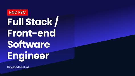 Full Stack Front End Software Engineer Job At Rnd Pbc Crypto Jobs List
