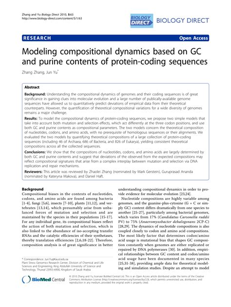 pdf modeling compositional dynamics based on gc and purine contents of protein coding sequences