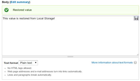 Local Storage Drupal Org