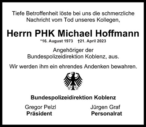 Traueranzeigen Von Michael Hoffmann Rz Trauerde