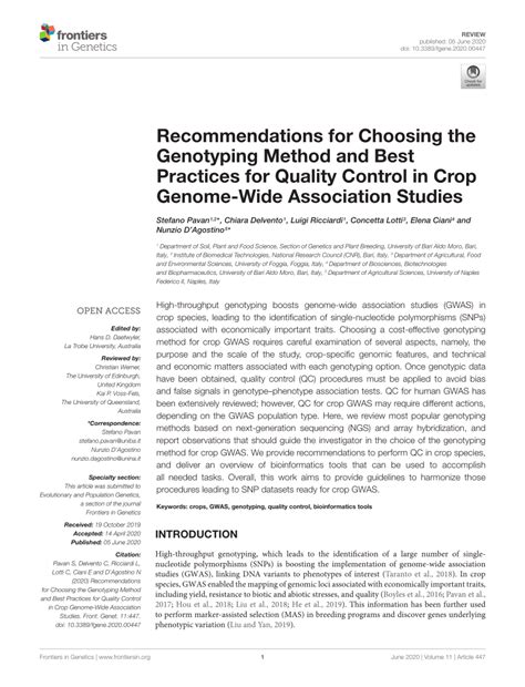 Pdf Recommendations For Choosing The Genotyping Method And Best