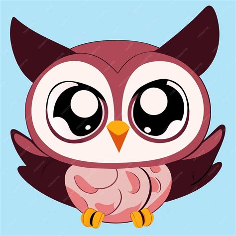 Симпатичная сова нарисованная вручную мультяшная наклейка иконка изолированная иллюстрация