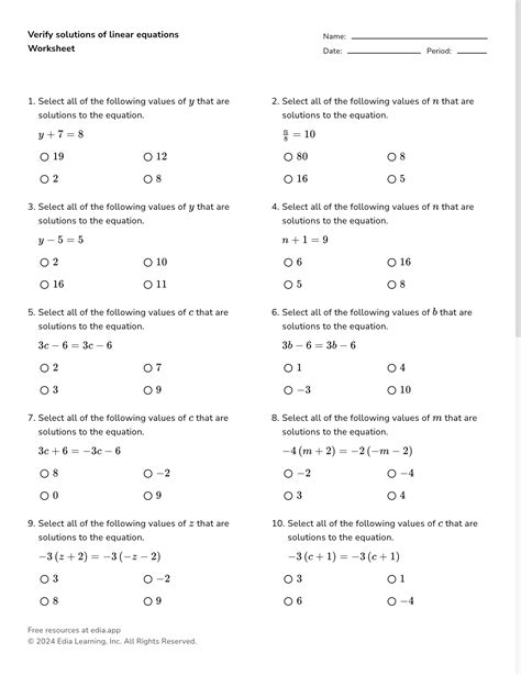 Solving Linear Equations Mixed Review Worksheet Master Your Algebra Skills
