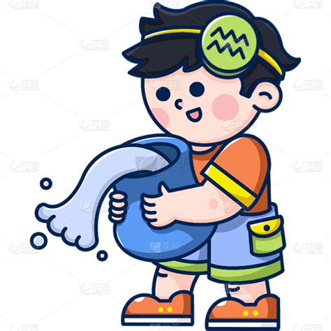 Mbe风 十二星座幼儿插画 水瓶座