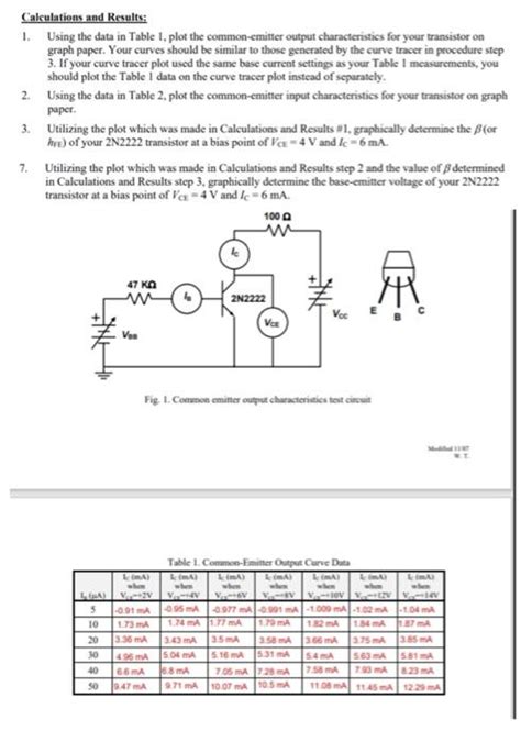 solved calculations and results 1 using the data in table