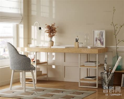 Nordic Style Computer Desk And Chair Sketchup Model Download Model Id