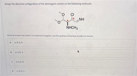 solved assign the absolute configuration of the stereogenic