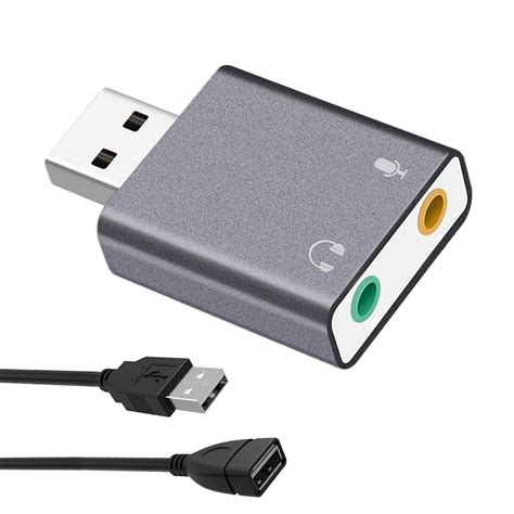 Aluminum Usb Stereo Sound Adapter With 3 5mm Jack For Pc Windows Mac Gray