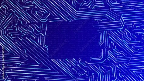 Circuit Board With Moving Electrons Data Flow Loop Background Animation