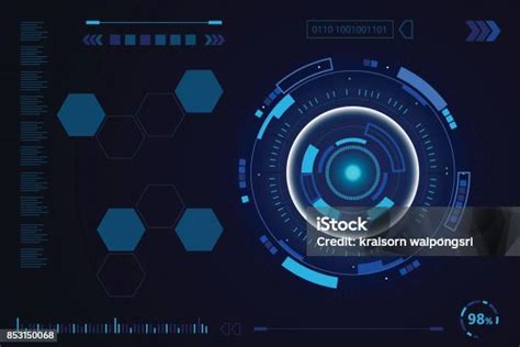 Sci Fi 미래의 사용자 인터페이스 Hud 기술 추상 배경 벡터 일러스트 레이 션 0명에 대한 스톡 벡터 아트 및 기타 이미지
