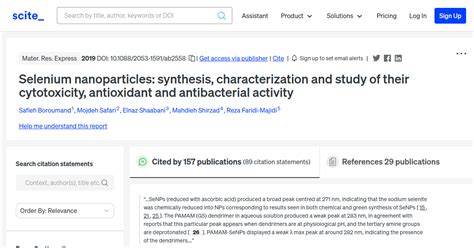 Selenium Nanoparticles Synthesis Characterization And Study Of Their