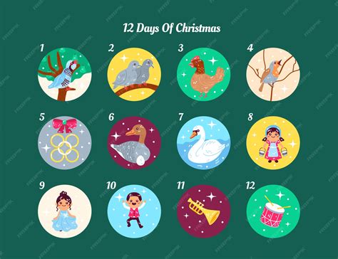 Premium Vector Flat 12 Days Of Christmas Illustration