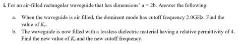 solved i for an air filled rectangular waveguide that has