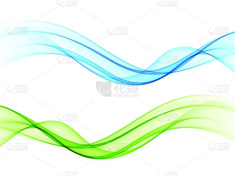 清新春天绘画插图季节矢量蓝色抽象波形模板流动