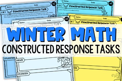 Free Constructed Response Math Tasks Winter Themed
