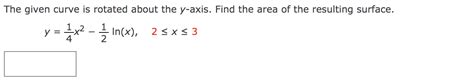 Solved The Given Curve Is Rotated About The Y Axis Find The Chegg