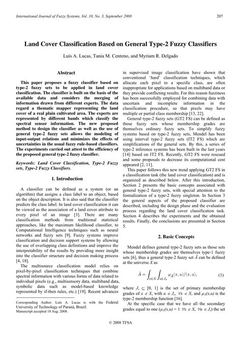 Pdf General Type 2 Fuzzy Classifiers To Land Cover Classification