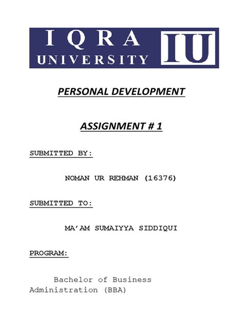 Personal Development Assignment 1 Pdf Pdf Motivational Motivation