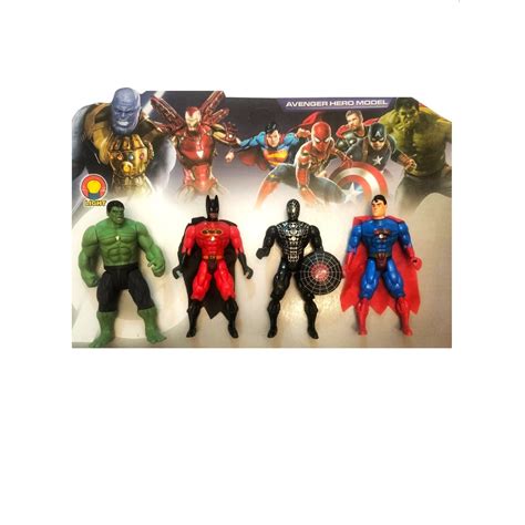 Комплект от 4 фигурки Avengers Salvation с Led Хълк Супермен Батман Спайдърмен 16 см