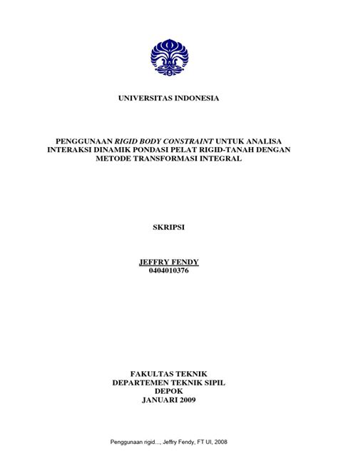 Penggunaan Rigid Body Constraint Untuk Analisa Interaksi Dinamik Pondasi Pelat Rigid Tanah