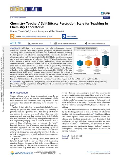 Pdf Chemistry Teachers Self Efficacy Perception Scale For Teaching