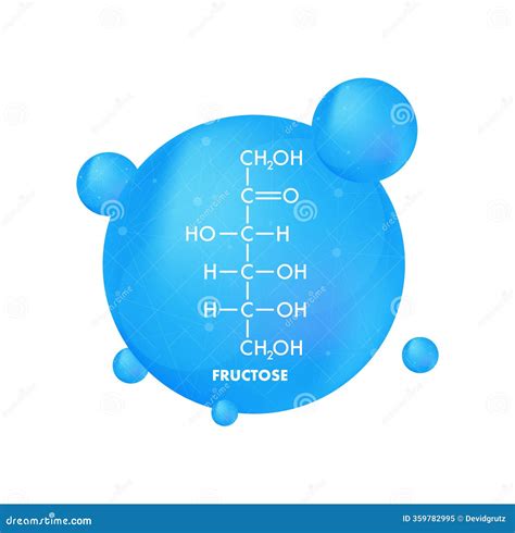 Fructose D Fructose Molecule Linear Form Structural Chemical Formula And Molecule Model