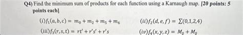 Solved Q4 Find The Minimum Sum Of Products For Each Chegg Com