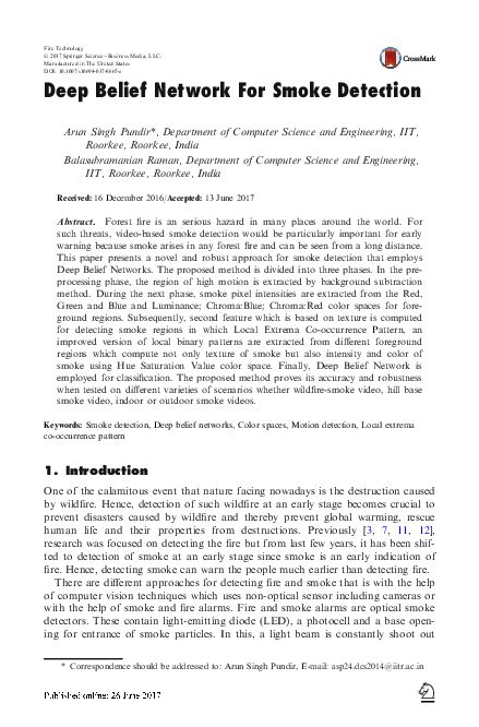 Pdf Deep Belief Network For Smoke Detection