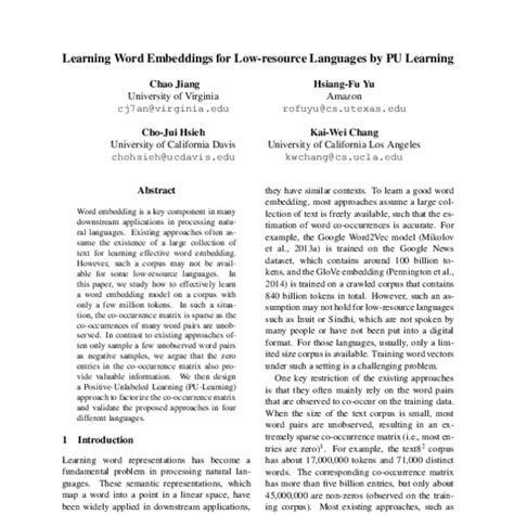 Learning Word Embeddings For Low Resource Languages By Pu Learning Acl Anthology