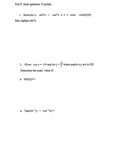 Solved Part Ii Each Questions 15 ﻿pointssolvefor