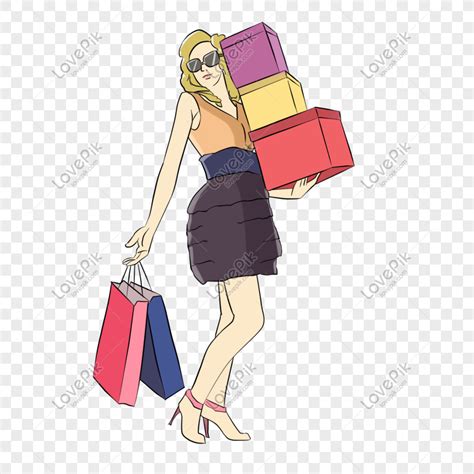 쇼핑 소녀 Png 일러스트 무료 다운로드 Lovepik