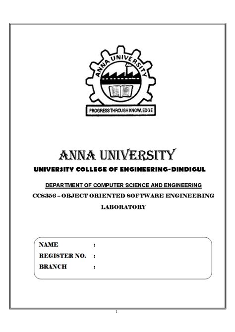 Oose Lab Oose Lab Manual Anna University University College Of Engineering Dindigul