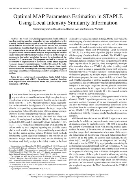 Solution Optimal Map Parameters Estimation In Staple Using Local