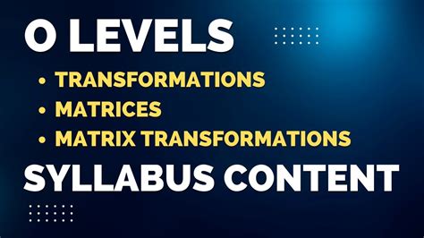 Transformations Matrices Matrix Transformations O Levels 4024 Igcse 0580 Youtube